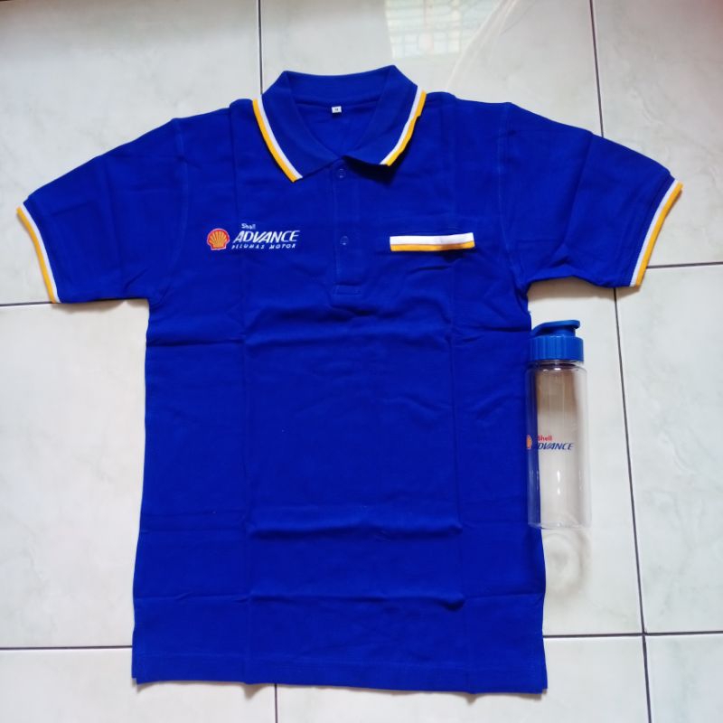 Jual Botol Tumbler + Baju Kaos Polo Tshirt Mekanik Oli Shell Advance ...