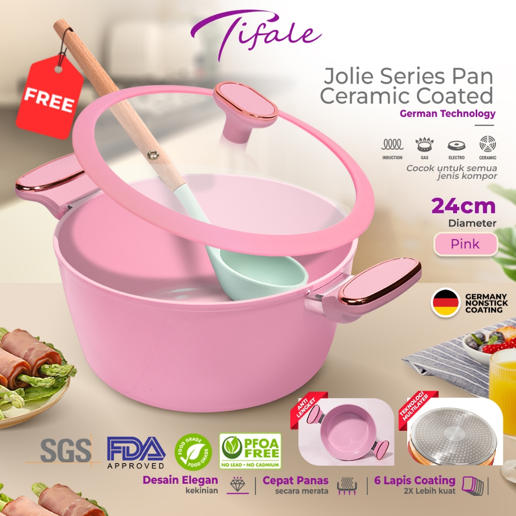 Jual Tifale Aesthetic Jolie Casserole Pan 24CM Pink Panci Granit Marble Anit Lengket | Shopee ...
