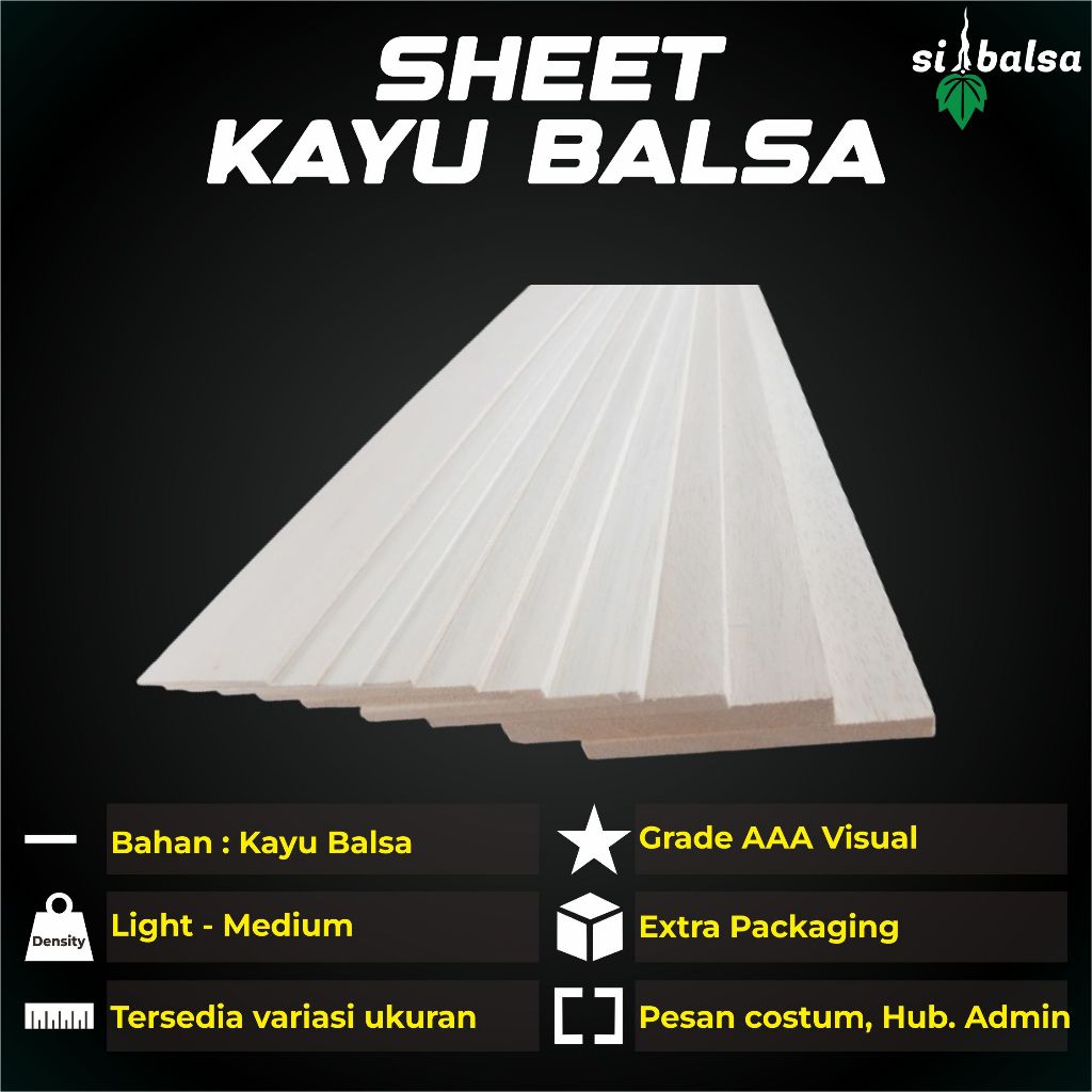 Jual [Isi 100pcs] Kayu Balsa Sheet untuk Bahan Kerajinan dengan Variasi ...