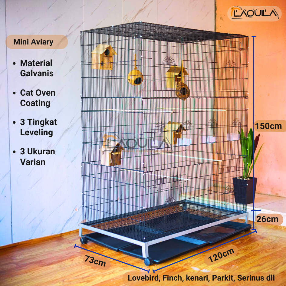 Jual Kandang Galvanis Lipat Burung Koloni Umbaran Mini Aviary All Size 3 tingkat | Shopee Indonesia