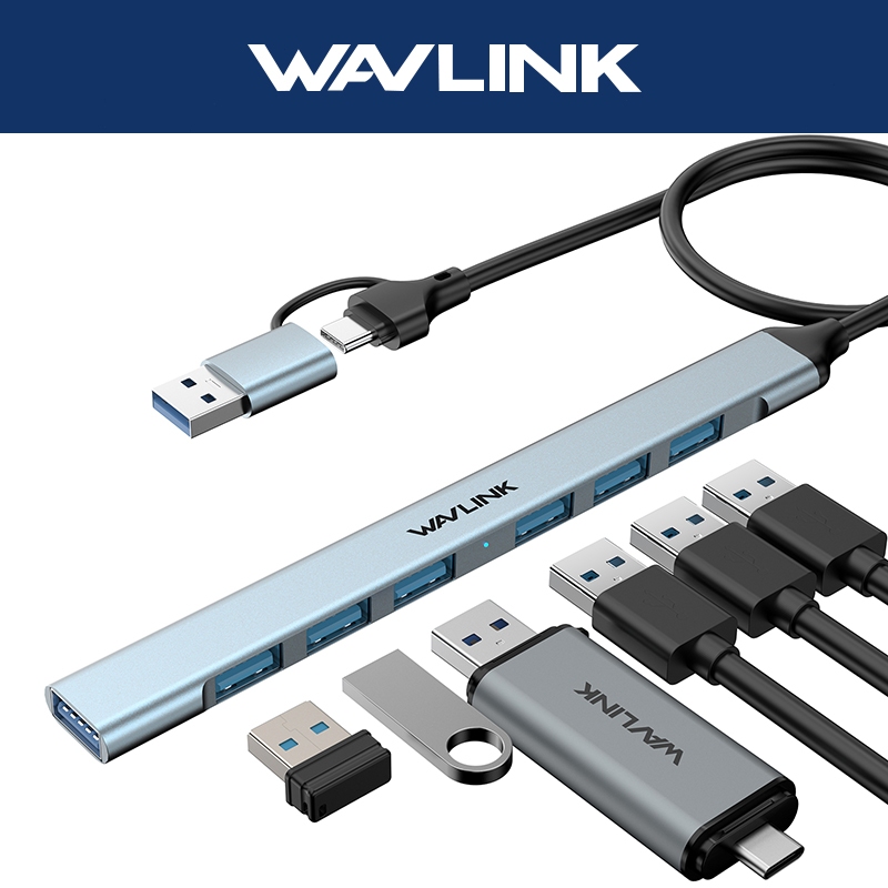 Jual WAVLINK USB Hub 7-IN-1 USB-C Hub dengan Adaptor USB-C ke A Adaptor ...