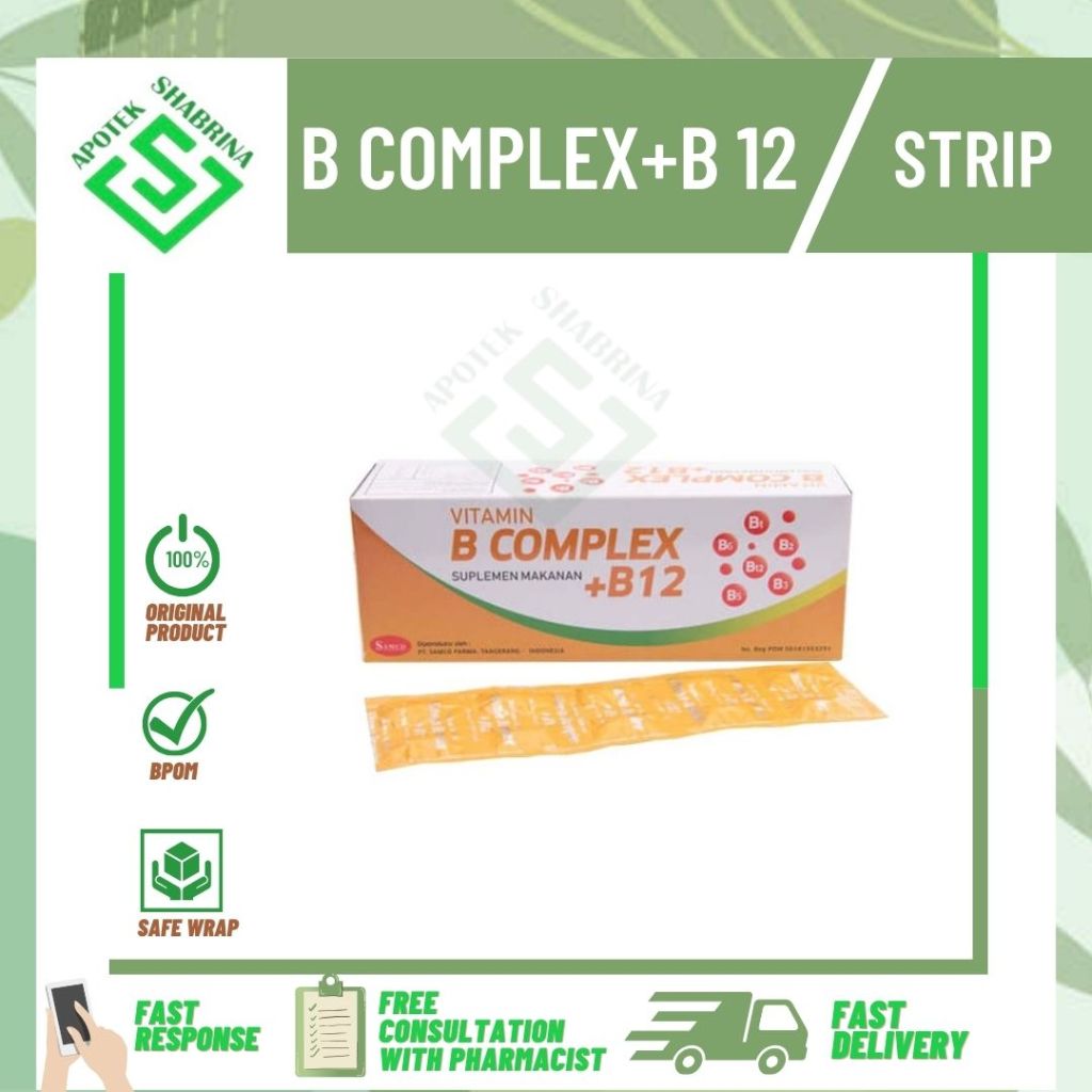 Jual VITAMIN B COMPLEX+B12 STRIP 10 TAB SAMCO / vitaminb | Shopee Indonesia