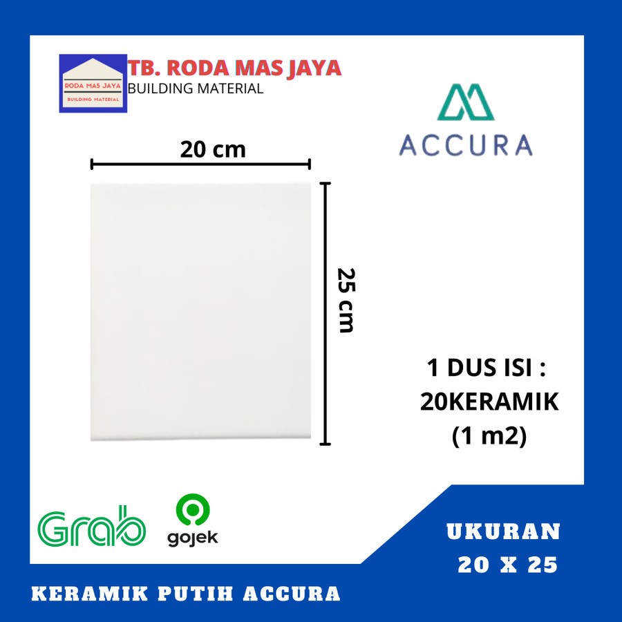Jual Keramik Accura 20 X 25 Untuk Dinding Toilet/WC - Putih | Shopee Indonesia
