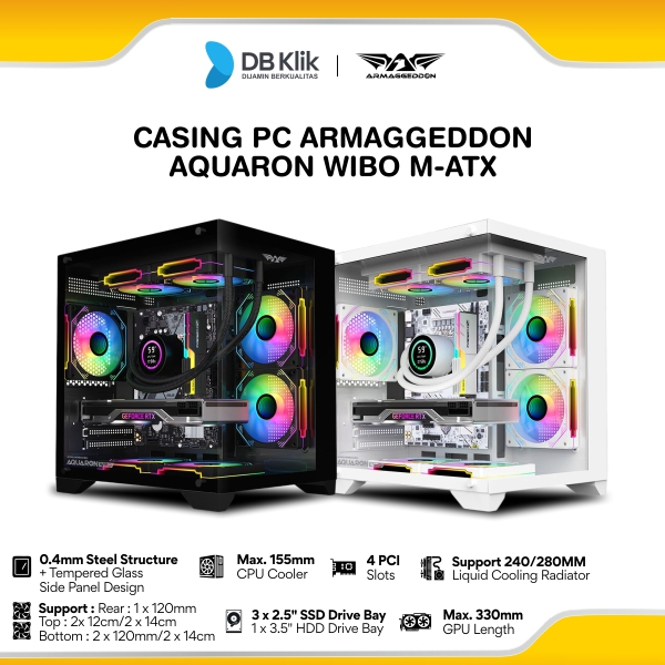 Jual Casing PC Gaming Armaggeddon Aquaron Wibo M-Atx Dual Chamber ...