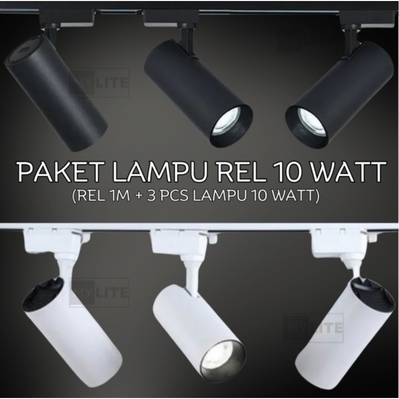 Jual Paket Lampu Sorot Rel Led 10 Watt Isi 3 Track Light Spot Light ...