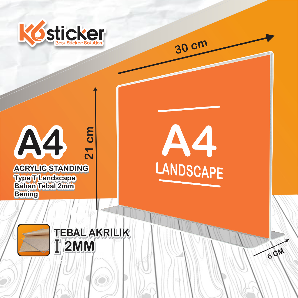 Jual Akrilik Acrylic A4 Tent card POTRAIT & LANDSCAPE. akrilik daftar ...