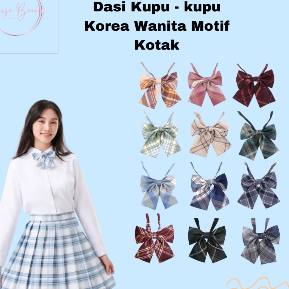 Jual Dasi Kupu kupu Korea Wanita Motif Kotak | Shopee Indonesia
