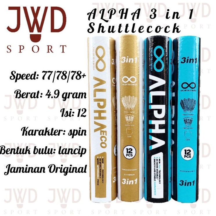 Jual Grosir Untung Shuttlecock Alpha 3 in 1 Original Isi 12 Per Slop ...