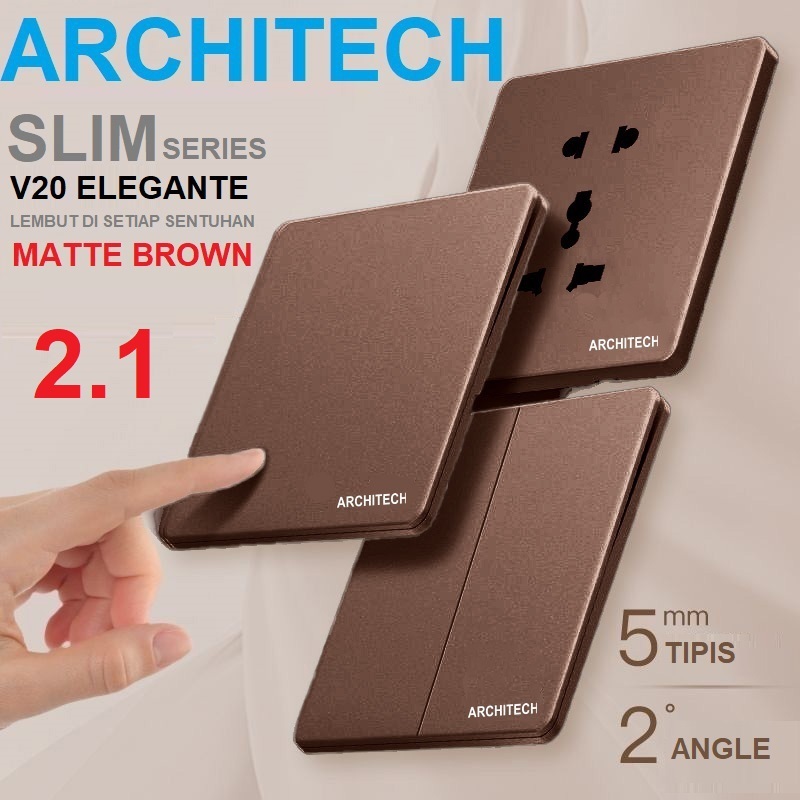 Jual ARCHITECH V20 SERIES ELEGANTE V20 Saklar Lampu/ Saklar BROWN ELEGANTE NEW 2.1 gabungan ...