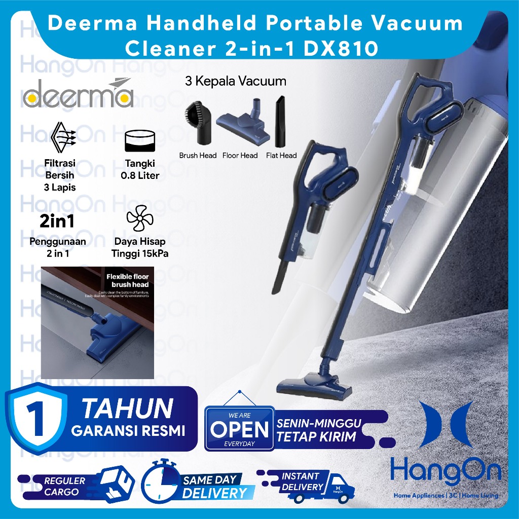 Jual Deerma DX810 Handheld Portable Vacuum Cleaner 2-in-1 Penyedot ...