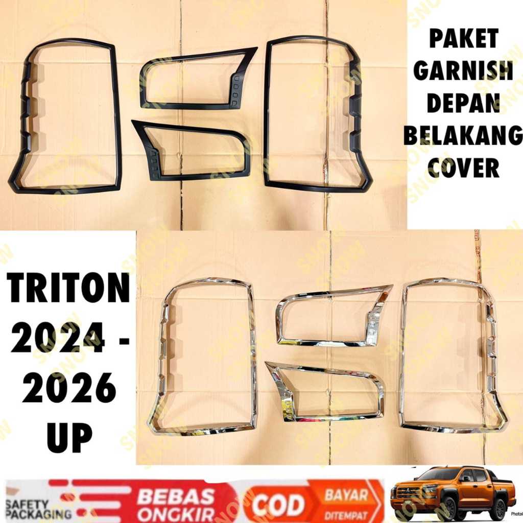 Jual Paket Garnish Lampu Depan Belakang New Triton 2024 2025 2026 Hitam Chrome | Shopee Indonesia