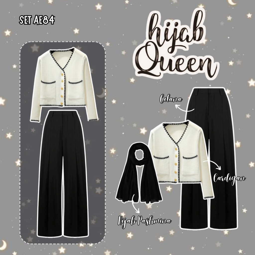 Jual 3 IN 1 One Set Hijab Korean Look Setelan Wanita Kekinian Elegan ...