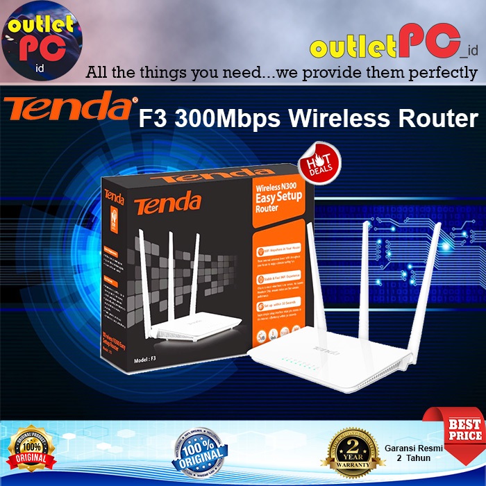 Jual Tenda F3 300Mbps Wireless Router 3 Antennas 2.4GHz Repeater AP ...