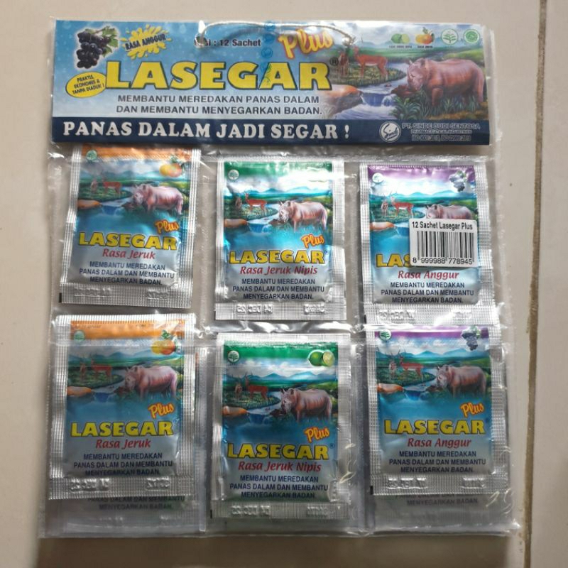 Jual Lasegar Sachet 7gr 1 Renceng Isi 12 pcs Mix 3 Varian Rasa ( Jeruk ...