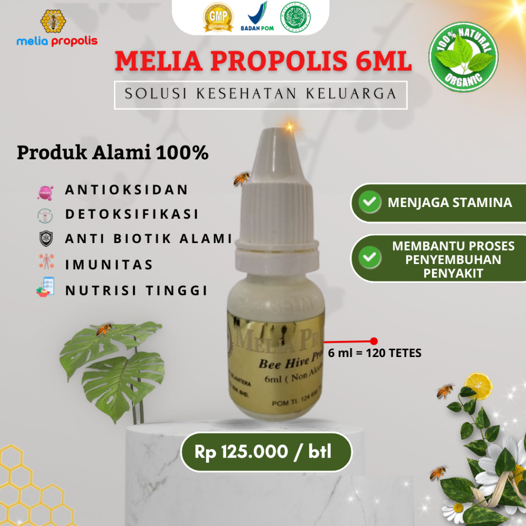 Jual Melia Propolis 6ml Original 100% Asli Vitamin Daya Tahan Tubuh ...