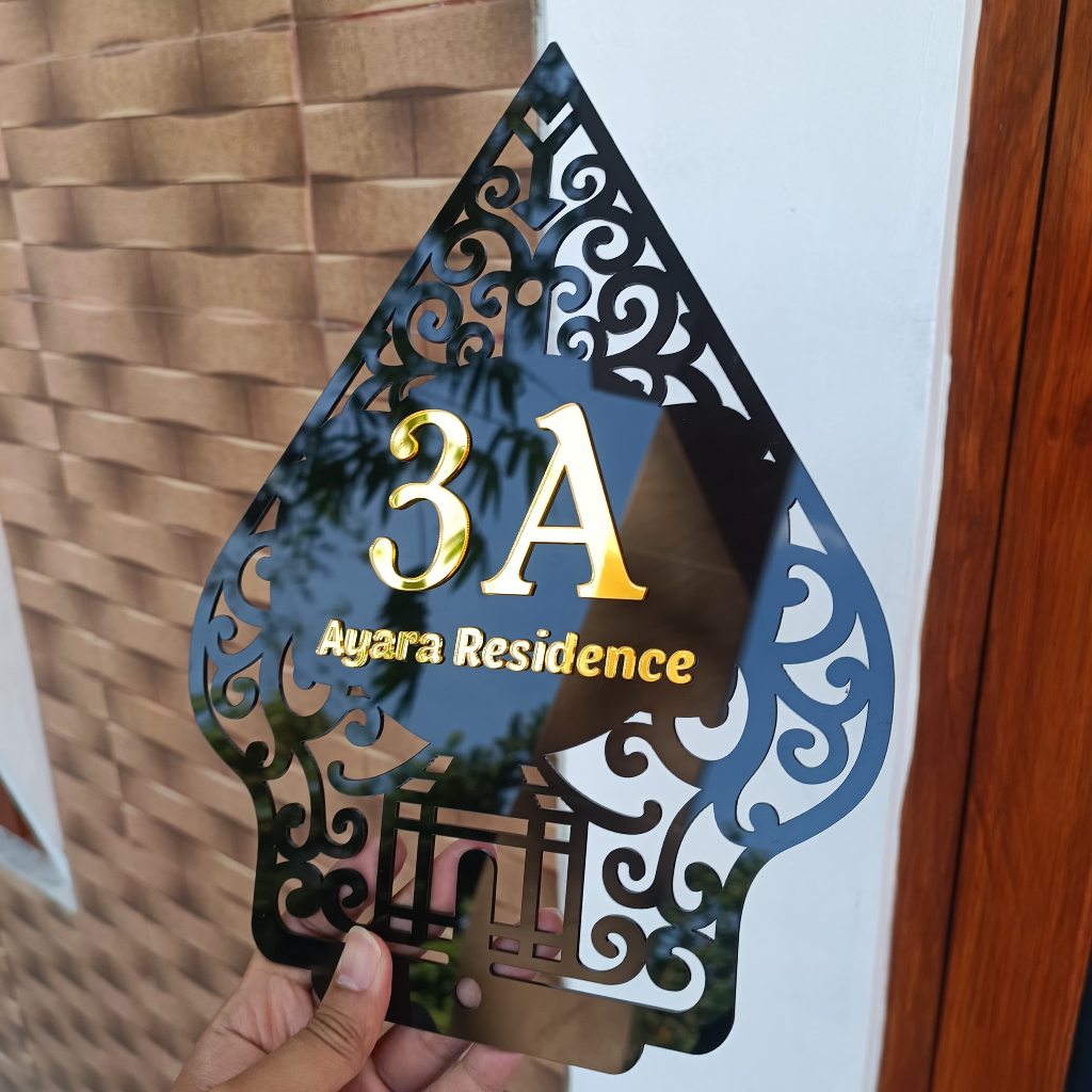 Jual Custom Nomor Rumah Gunungan Timbul Gold Nomer Rumah Akrilik Bentuk ...