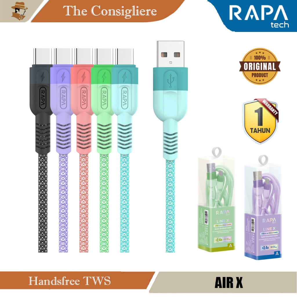 Jual Kabel Data RAPA TECH 3A Type C Lightning Micro Line X Nylon Braided Cable | Shopee Indonesia