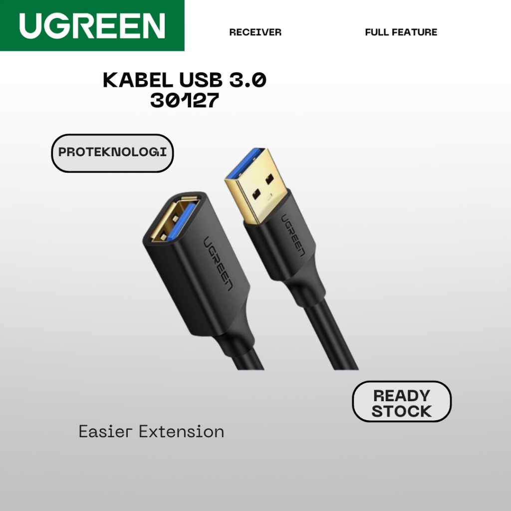 Jual UGREEN 30127 USB 3.0 Extension Male to Female Round Cable | Shopee ...