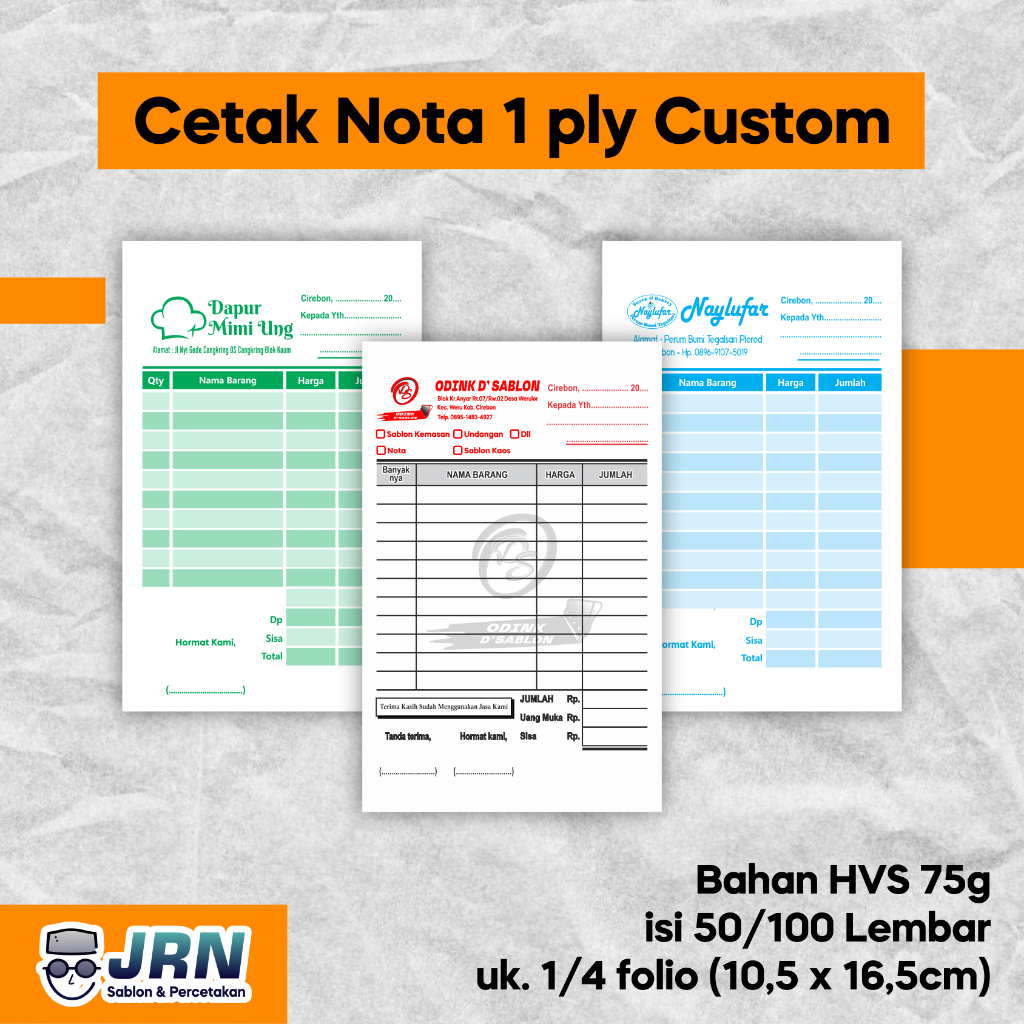 Jual Cetak nota 1 ply 1/4 Custom nama dan logo usaha sendiri Laundry ...