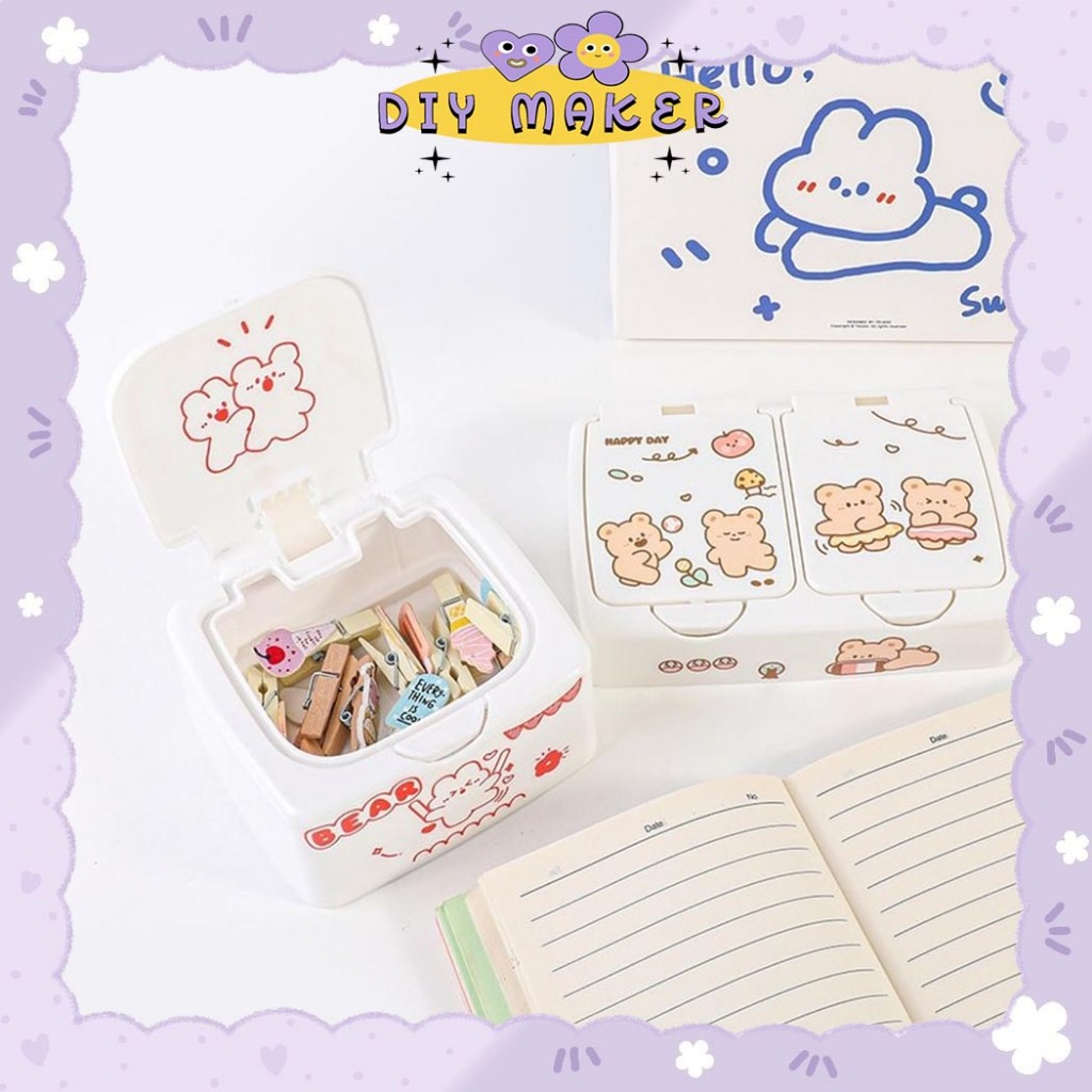 Jual Tempat Kosmetik Kapas Make Up Box FREE Sticker Box Mini Lucu ...