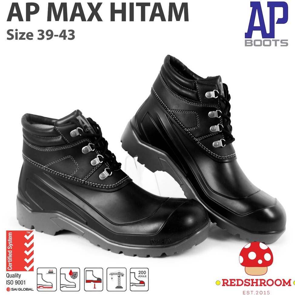 Jual Top Produk Sepatu Boot Safety AP MAX AP Boots Hitam Toe Cap Besi ...