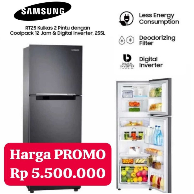 Jual SAMSUNG Kulkas 2 Pintu DIGITAL INVERTER - RT25FARBDSBD1 ...