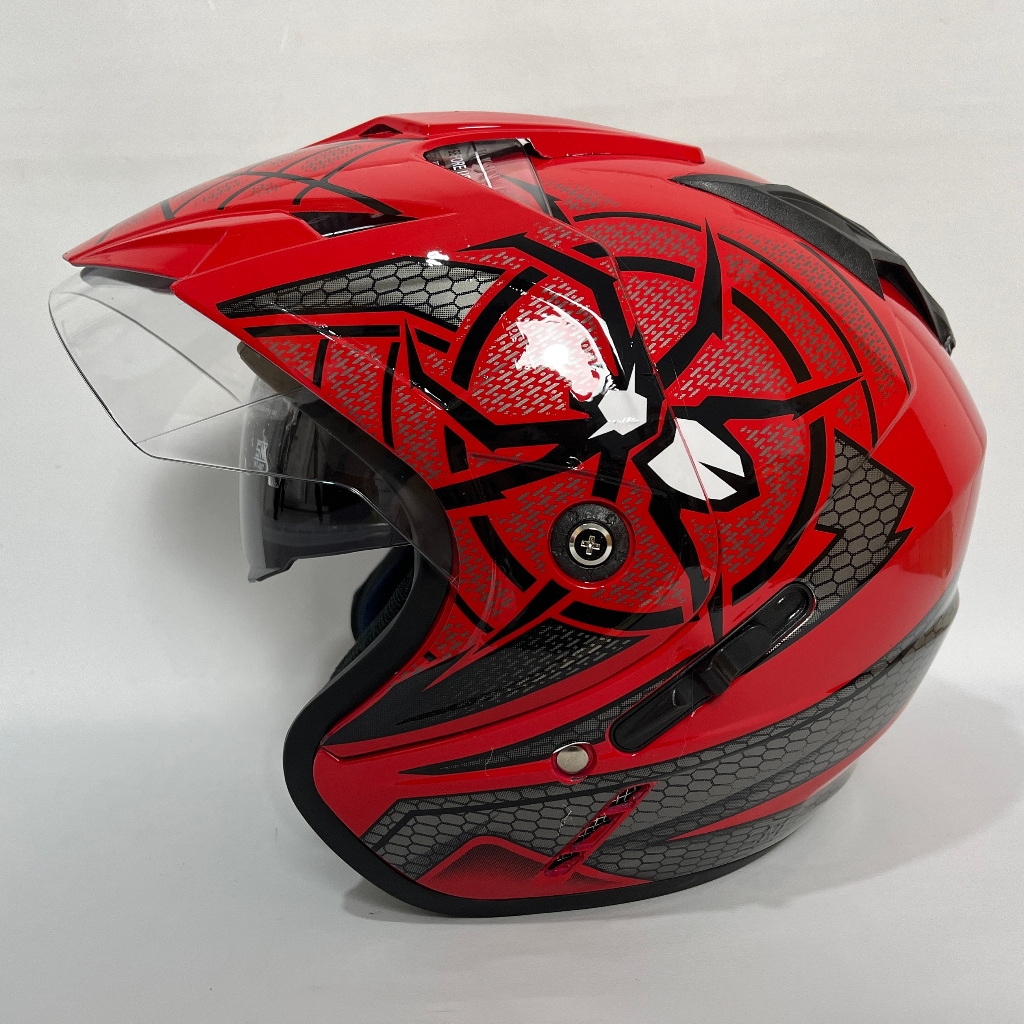 Jual Helm JP7 Spider Merah Glossy SNI Dewasa - dua Kaca - Double Visor ...