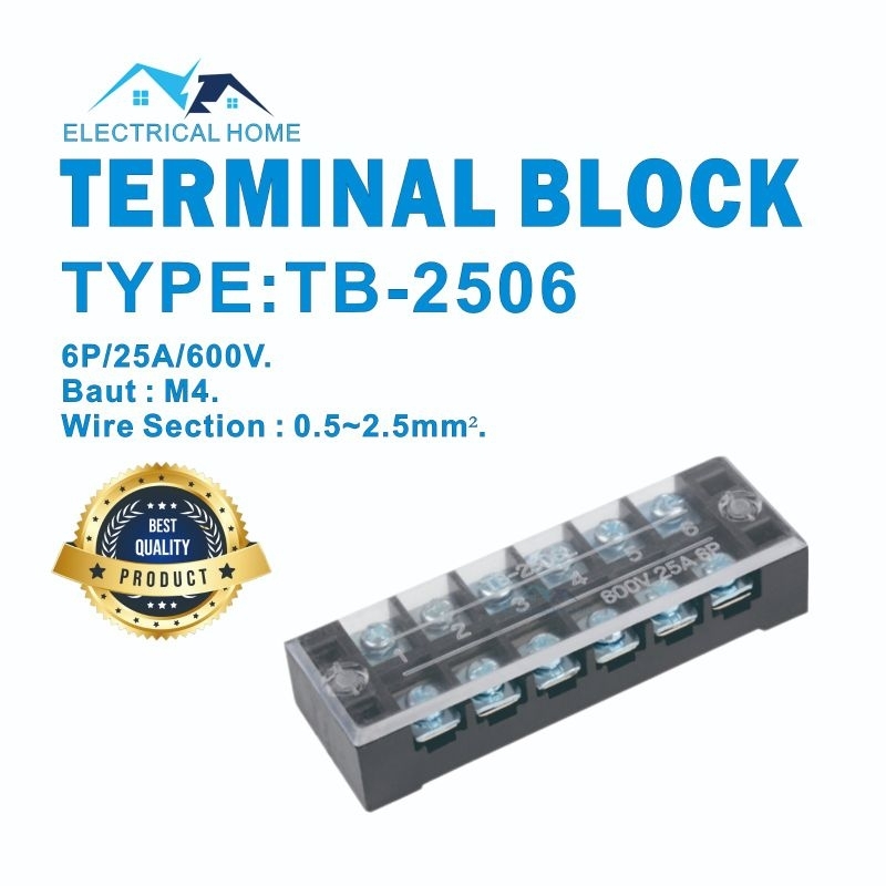 Jual TERMINAL BLOCK TB 2506 (25A 6Pole) | Shopee Indonesia
