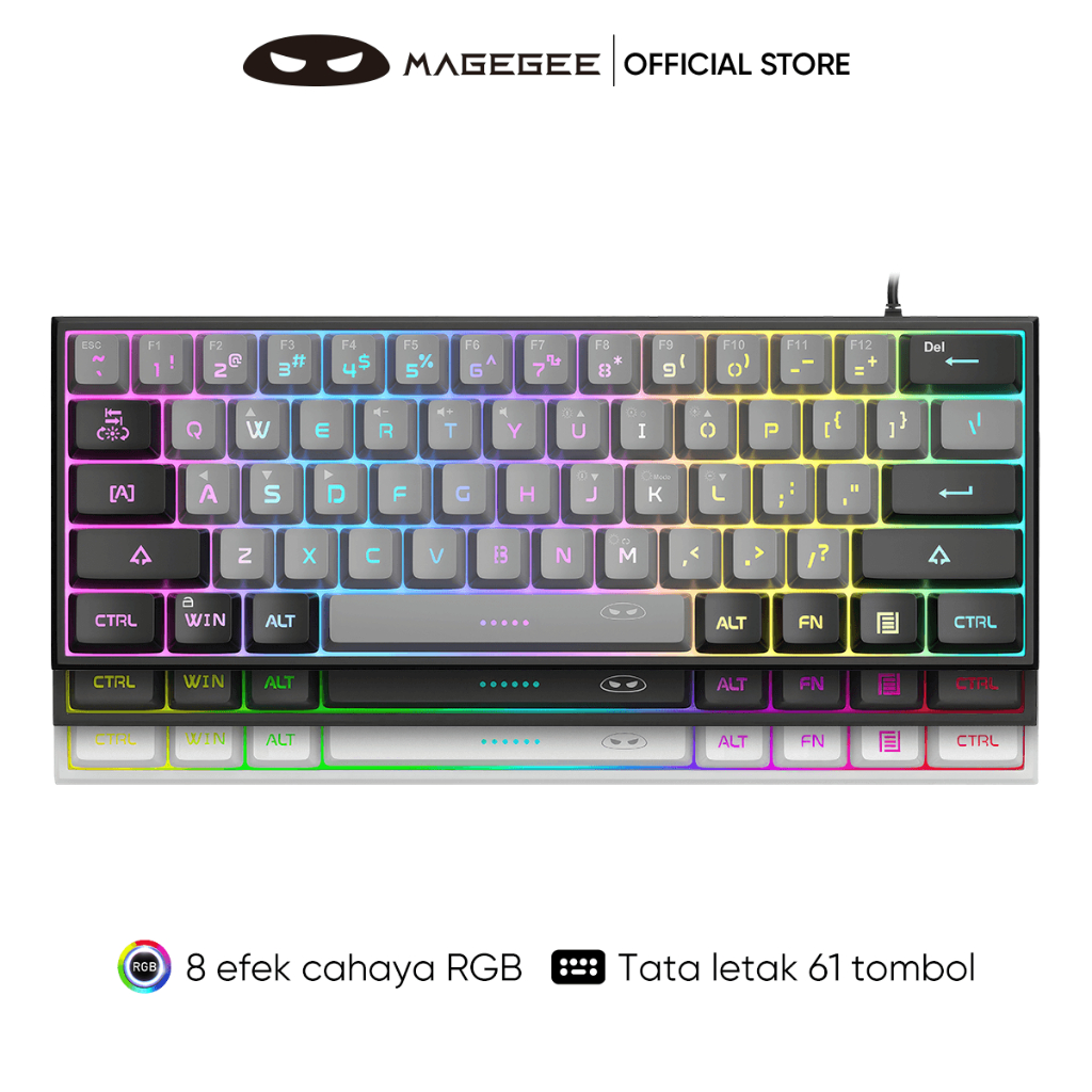Jual MAGEGEE Keyboard Gaming Wired RGB Light 61 Keys TS91 | Shopee ...