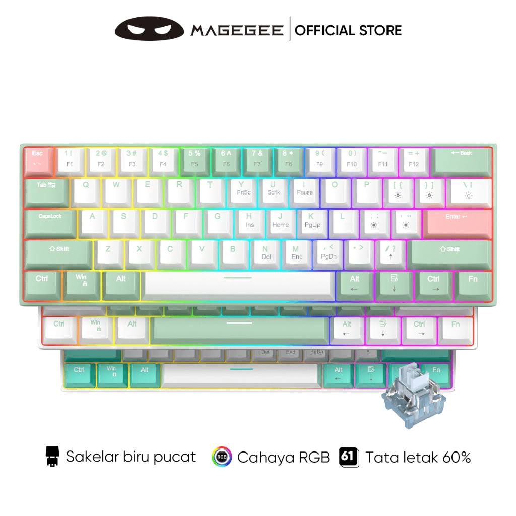 Jual MAGEGEE Keyboard Mechanical Wired Gaming RGB 61 Keys Layout STAR61 ...