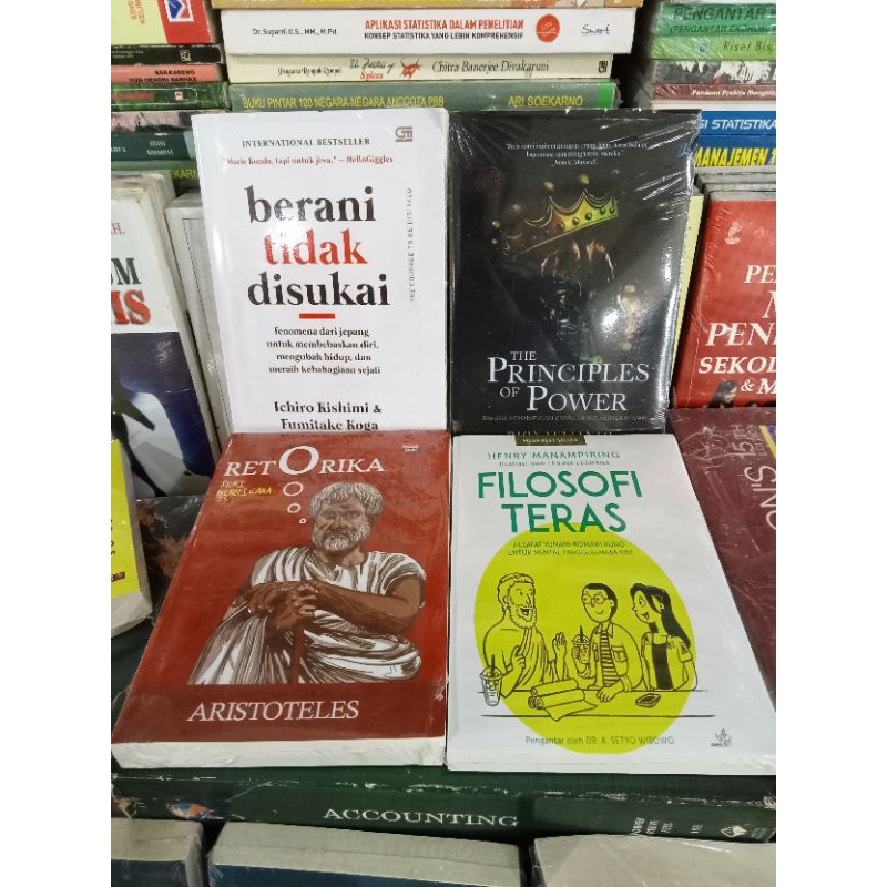 Jual paket empat buku motivasi berani tidak disukai the principles of power retorika dan ...