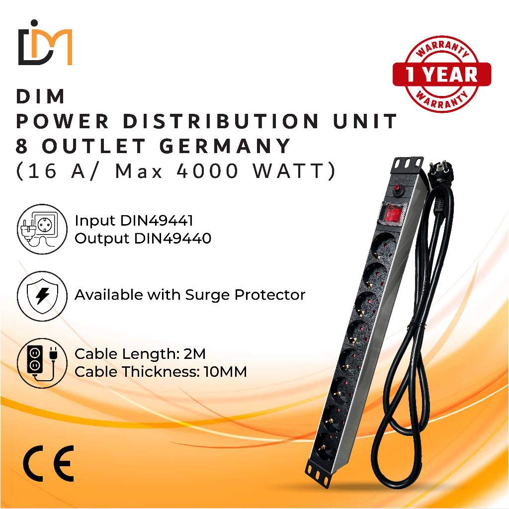 Jual Power Distribution Unit 8 Outlet Germany 16A/4000 WATT - DIM ...