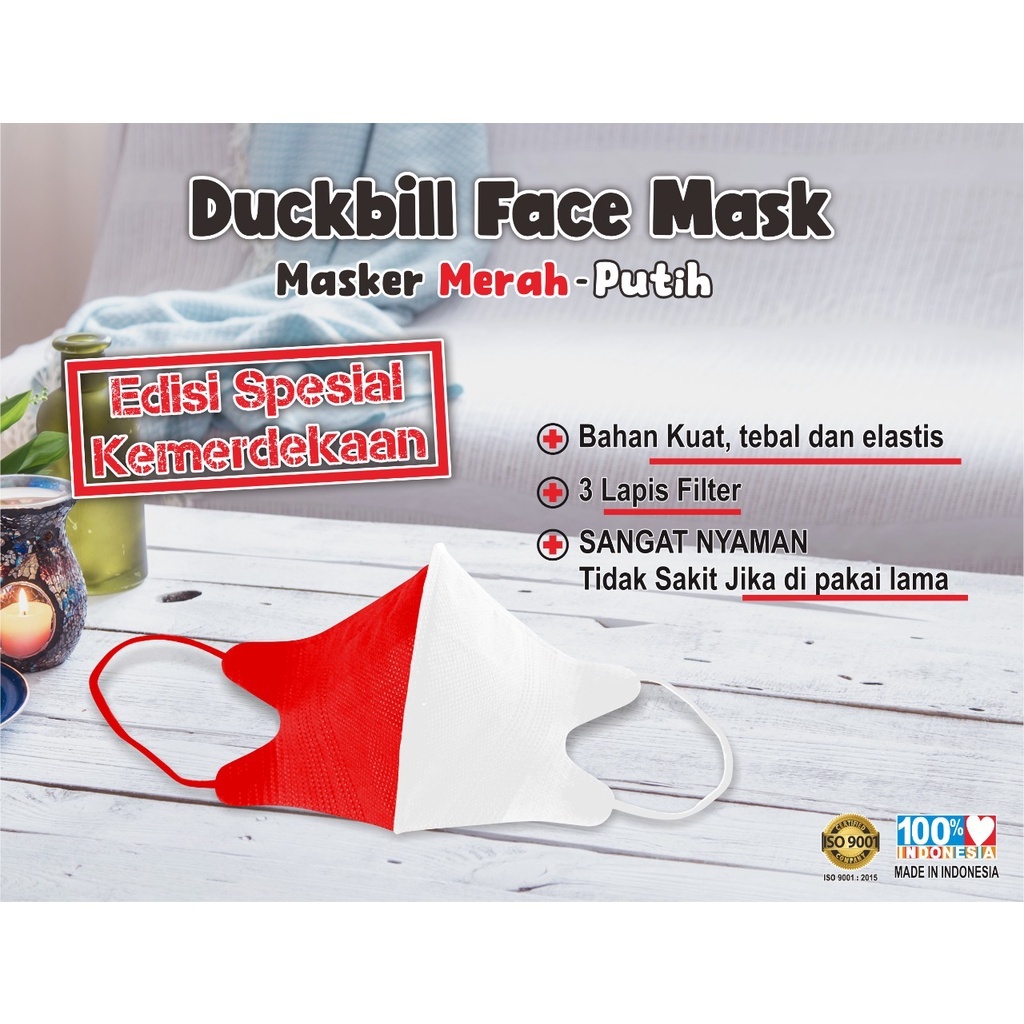 Jual Masker Duckbill Merah Putih Ecer 1 pcs/Masker Medis JSP/ Masker ...