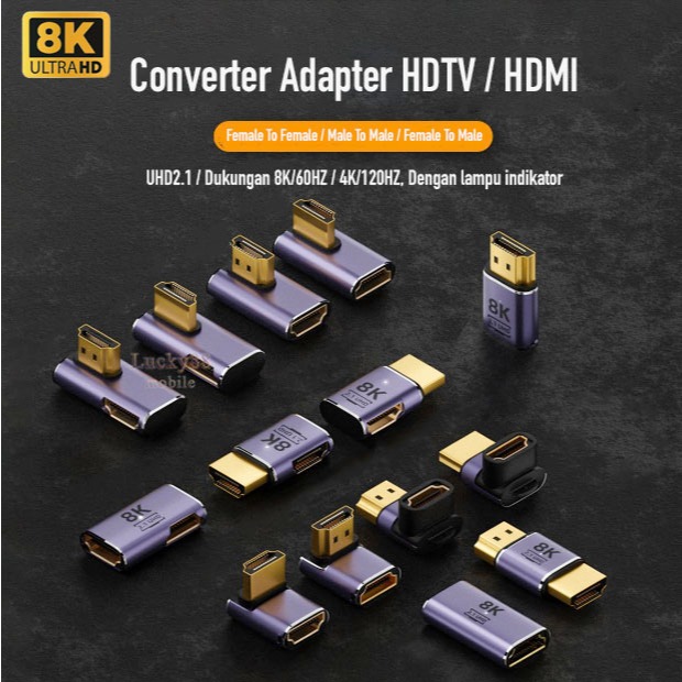 Jual Converter HDMI HDTV 8K Adapter Definisi Tinggi Mendukung UHB 2.1 ...