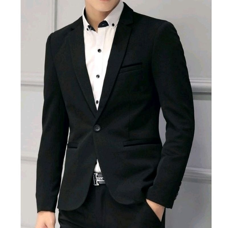 Jual Jas Blazer Pria Korean Style Slimfit Formal Nikah Wisuda | Shopee Indonesia