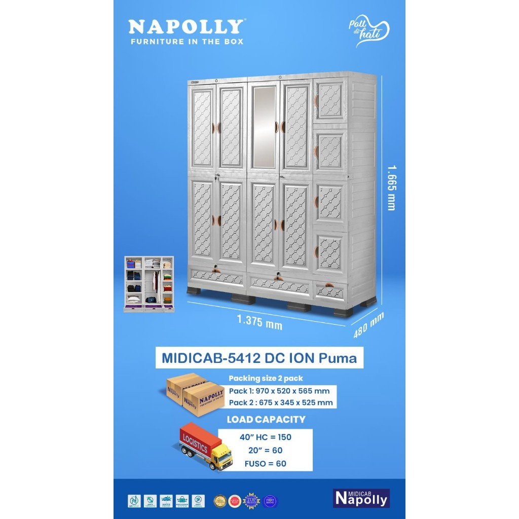 Jual LEMARI PAKAIAN NAPOLLY MIDICAB 5412 - LEMARI SERBAGUNA / LEMARI ...