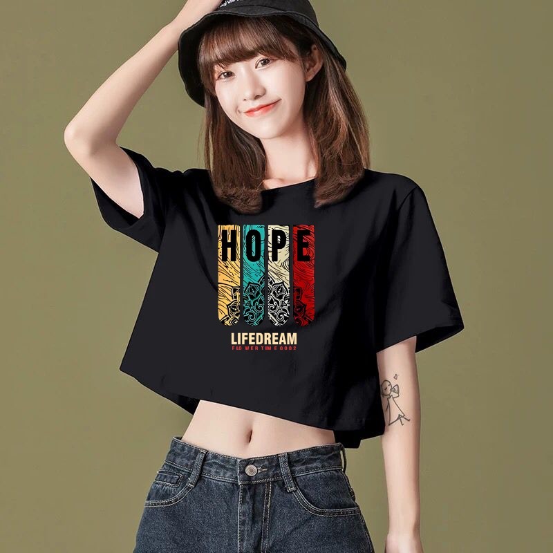 Jual Kaos oversize crop top wanita hope | Shopee Indonesia