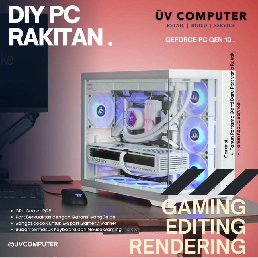 Jual UV Computer Nvidia Geforce PC Gaming Editing Render Intel Core i3 ...