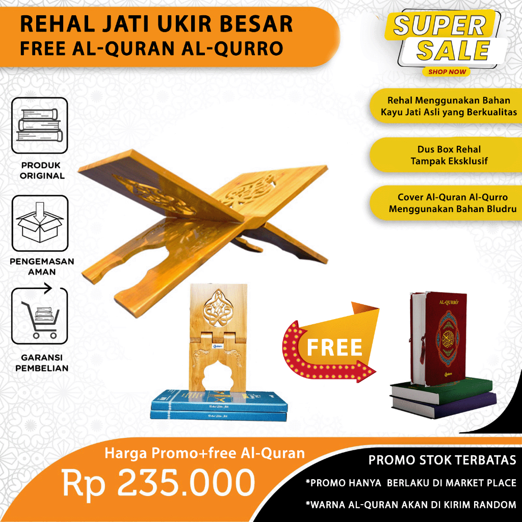 Jual Rehal Jati Ukir Besar (Free Al-Qur'an) | Shopee Indonesia