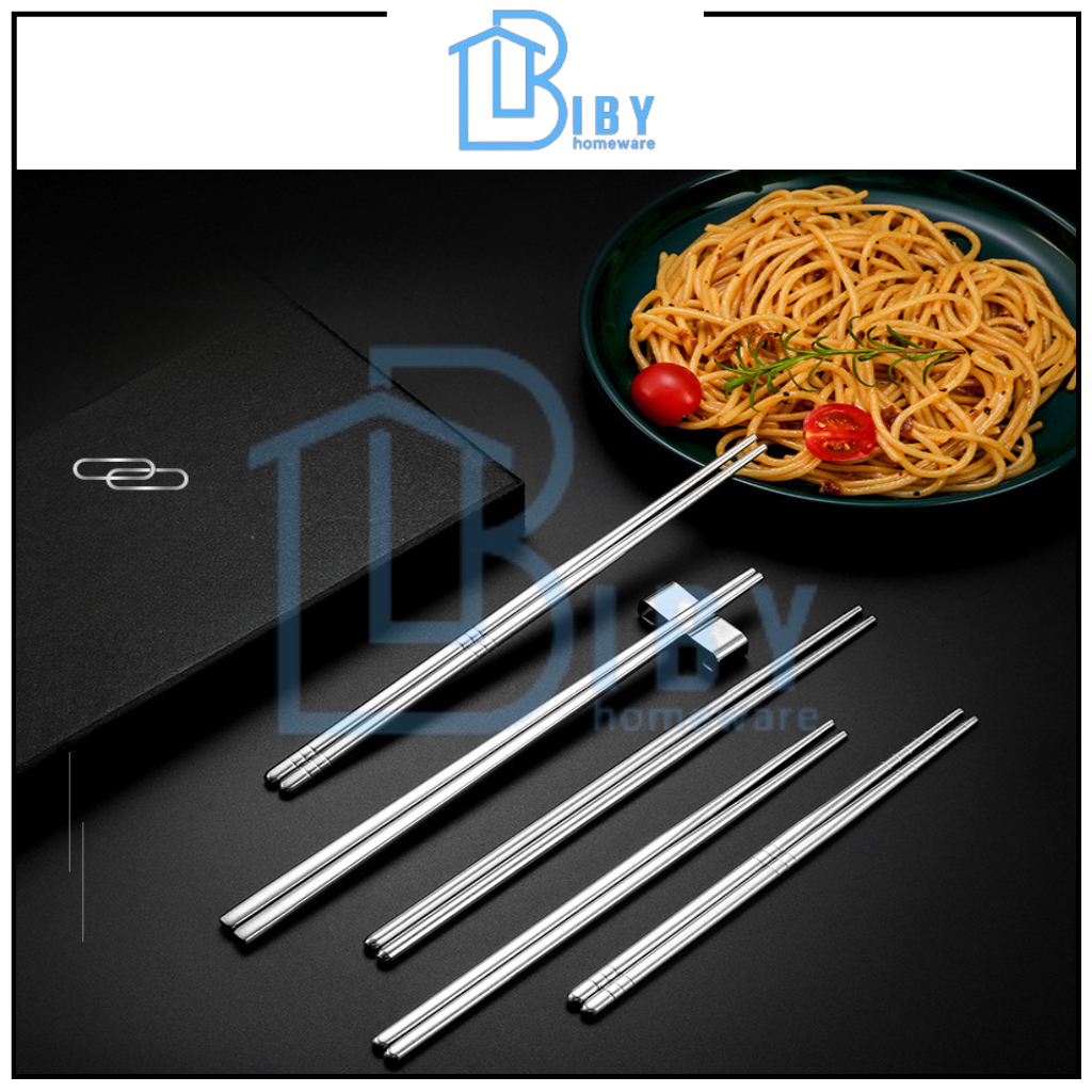 Jual BIBY Sumpit Makan Korea Bulat Stainless SUS 304 1 Pasang High ...