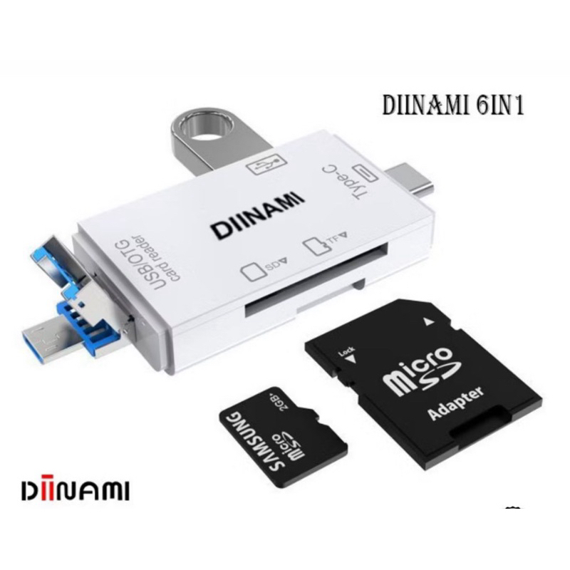Jual DIINAMI 6 in 1 OTG Card Reader Type c+micro USB 3.0 SD TF Micro SD ...