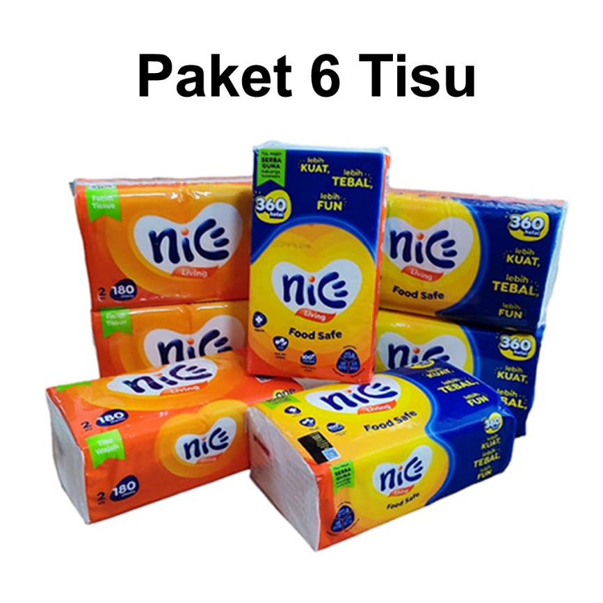 Jual [isi6] Paket Tisu Nice 360helai 2ply Kemasan Baru dari 180Sheet ...