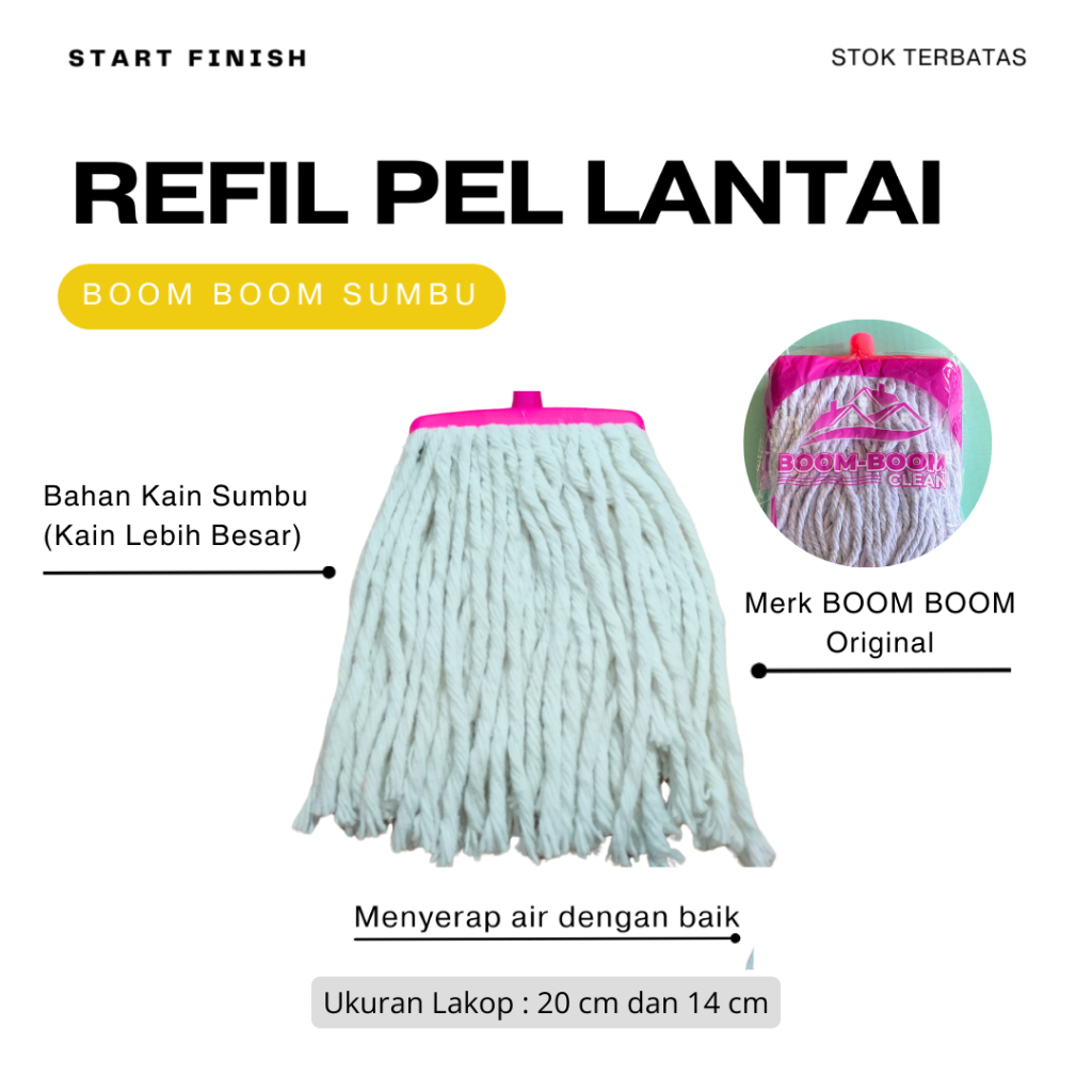 Jual Refill Pel Lantai Sumbu BOOM BOOM CLEAN Tanpa Gagang | Refil Pel ...
