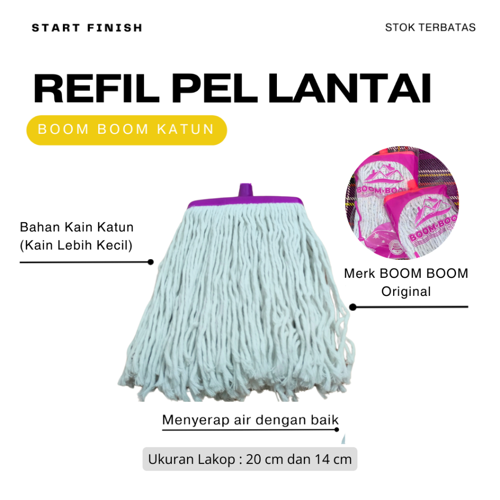 Jual Refill Pel Lantai Katun BOOM BOOM CLEAN | Mop Refil Original | Pel ...