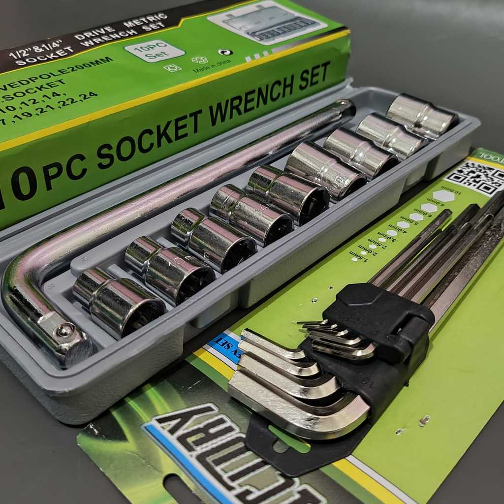 Jual PROMO Paket Lengkap Kunci Sok 10 Pcs 8-24 Mm + Kunci L Set 9 Pcs ...