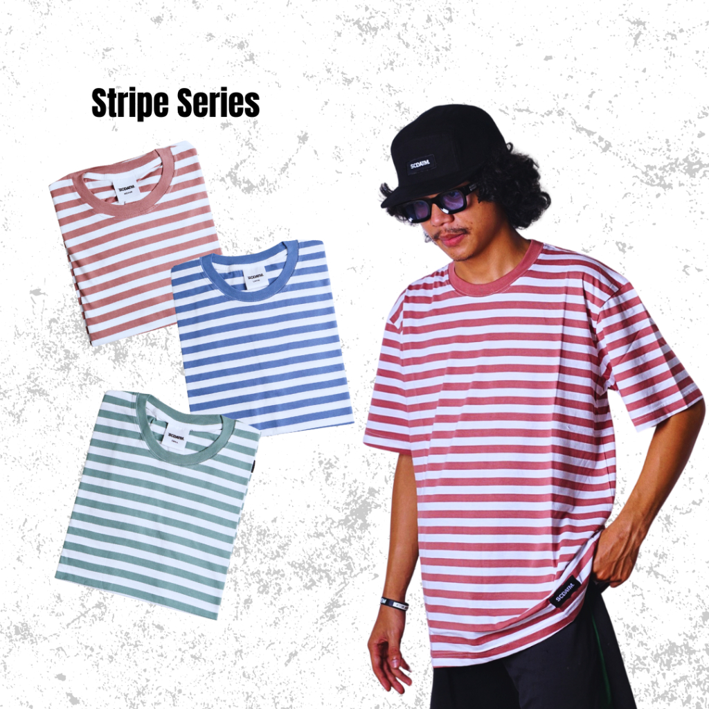Jual SUICIDE ANTHEM - Tshirt Stripe blue green rose Cotton Combed 24S ...