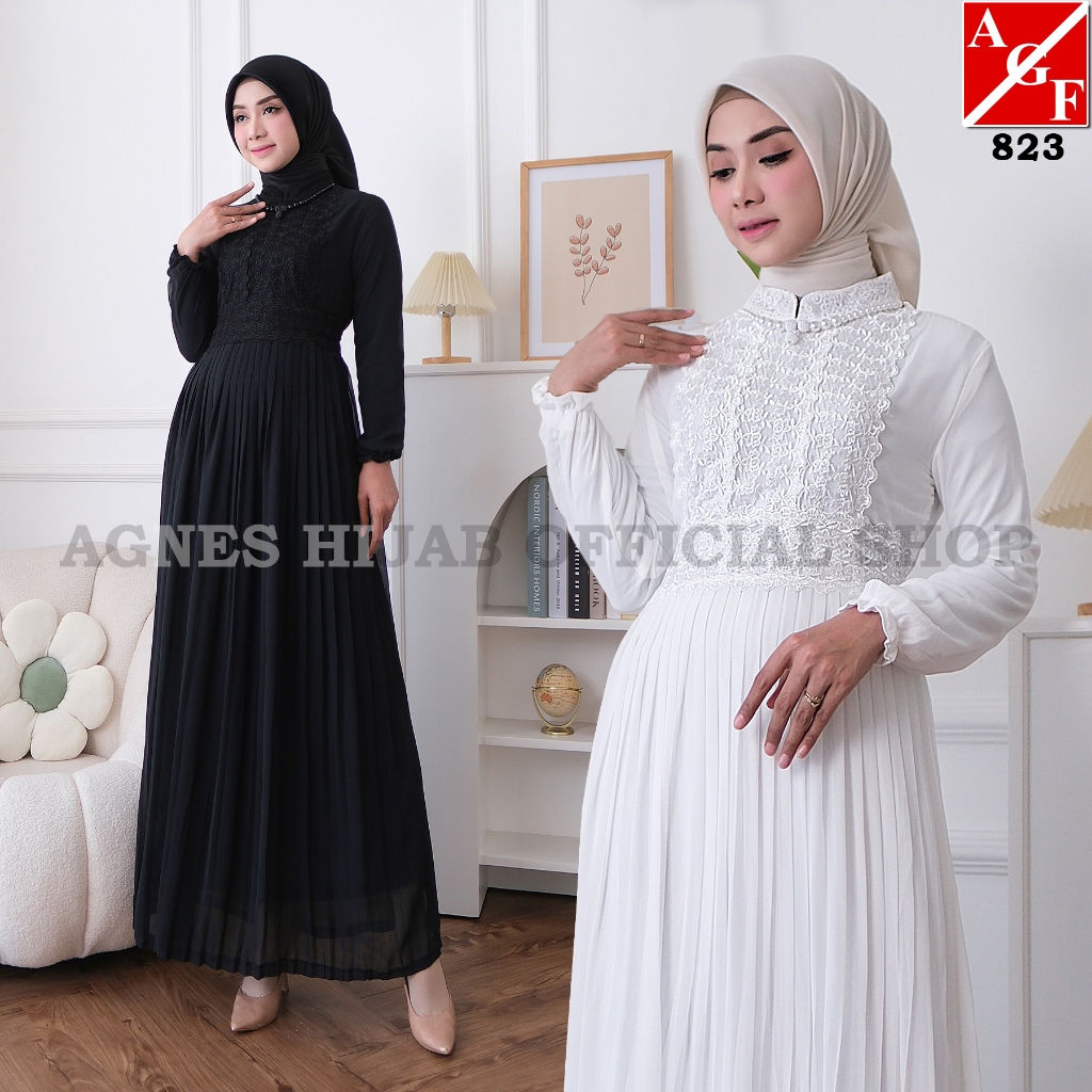 Jual Agnes Hijab - Agacia Dress Gamis Putih Premium Baju Lebaran 2025 ...