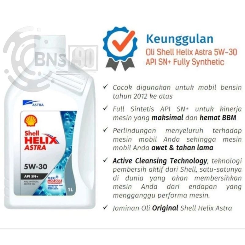 Jual Oli SHELL Helix ASTRA 5W-30 api SN+ 1 Liter | Shopee Indonesia