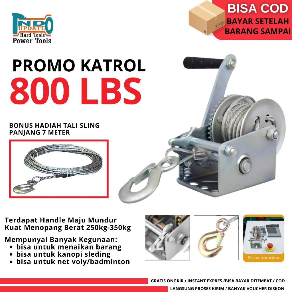 Jual Katrol Manual Kerekan Kanopi Sleding 2Arah Bonus Hadiah Tali Sling ...