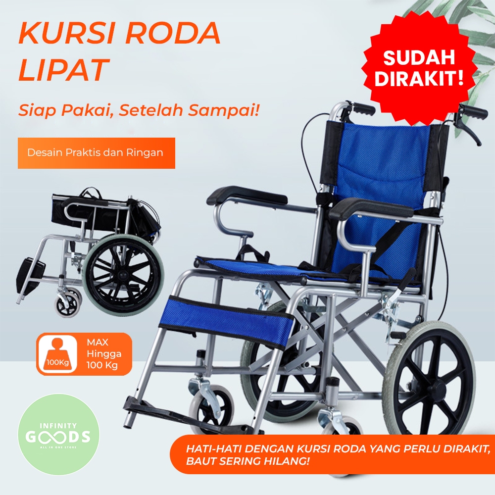 Jual (DISKON LIVE 100RB) Kursi roda lipat travel medis 16/20/24 inch ...